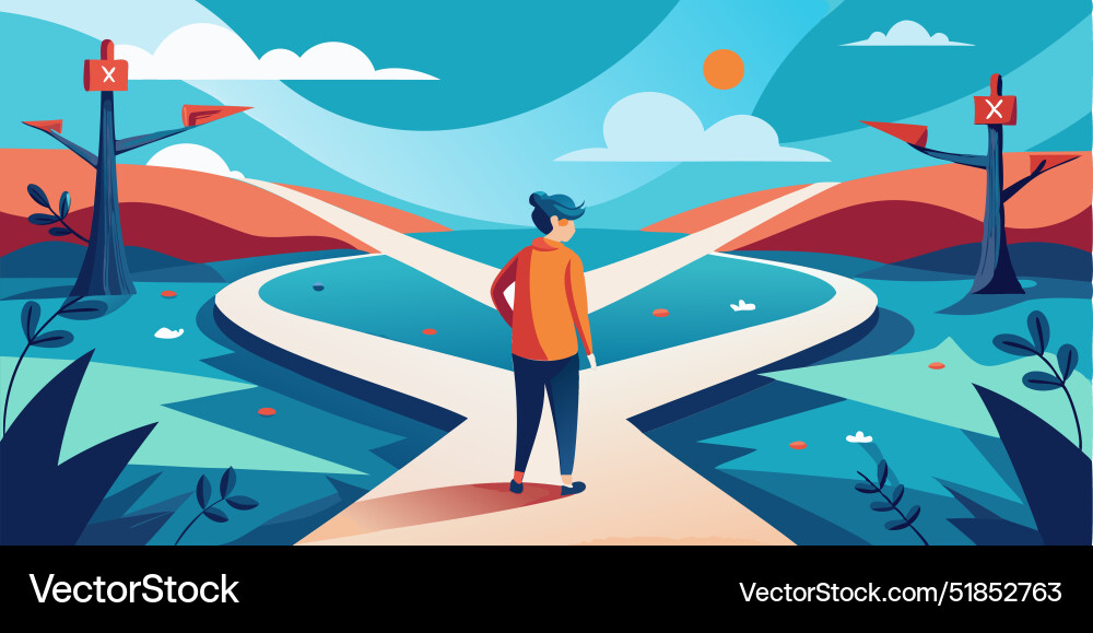 Crossroads lifes path choices Royalty Free Vector Image