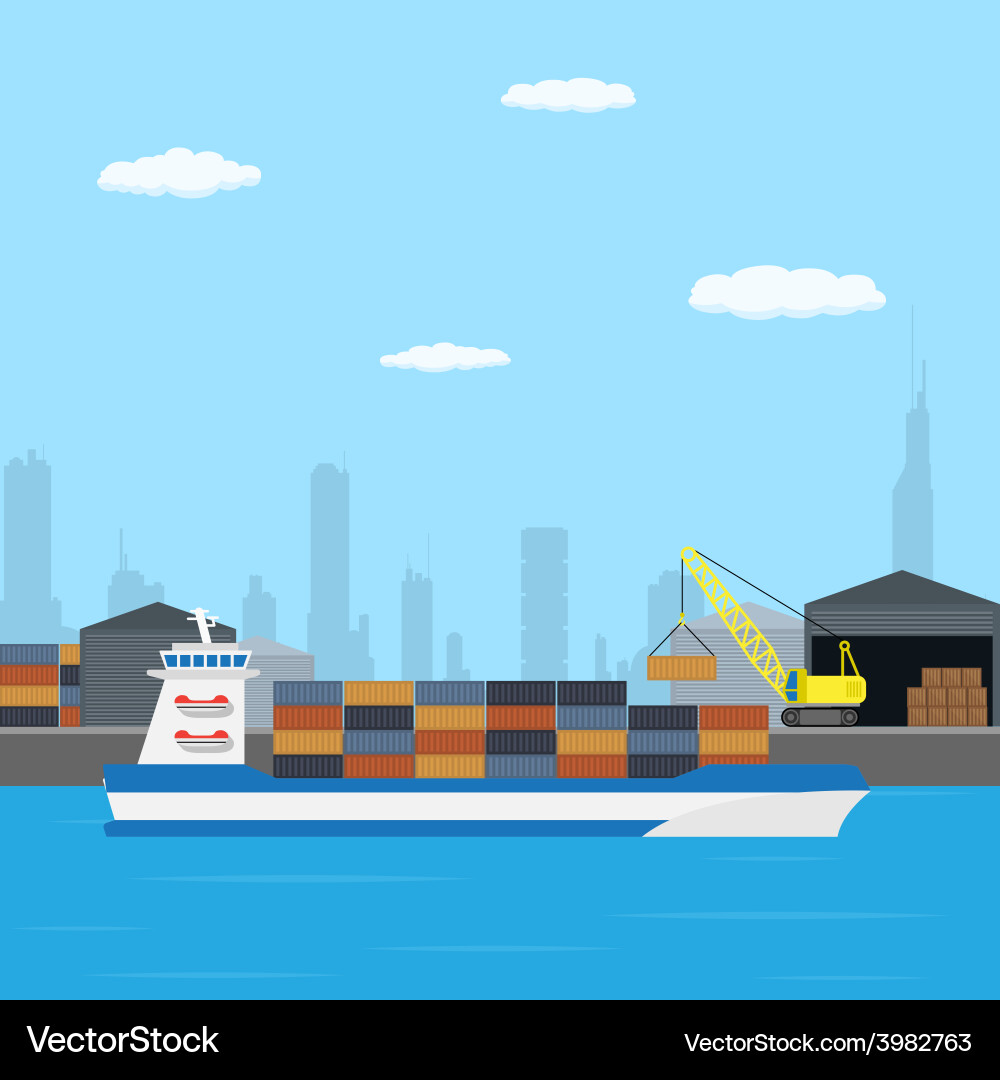 Farry boat loading Royalty Free Vector Image - VectorStock