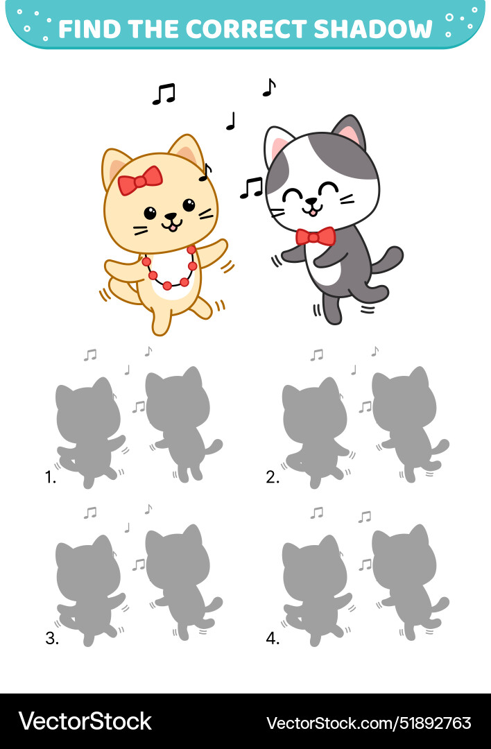 Find the correct shadow dancing kittens Royalty Free Vector