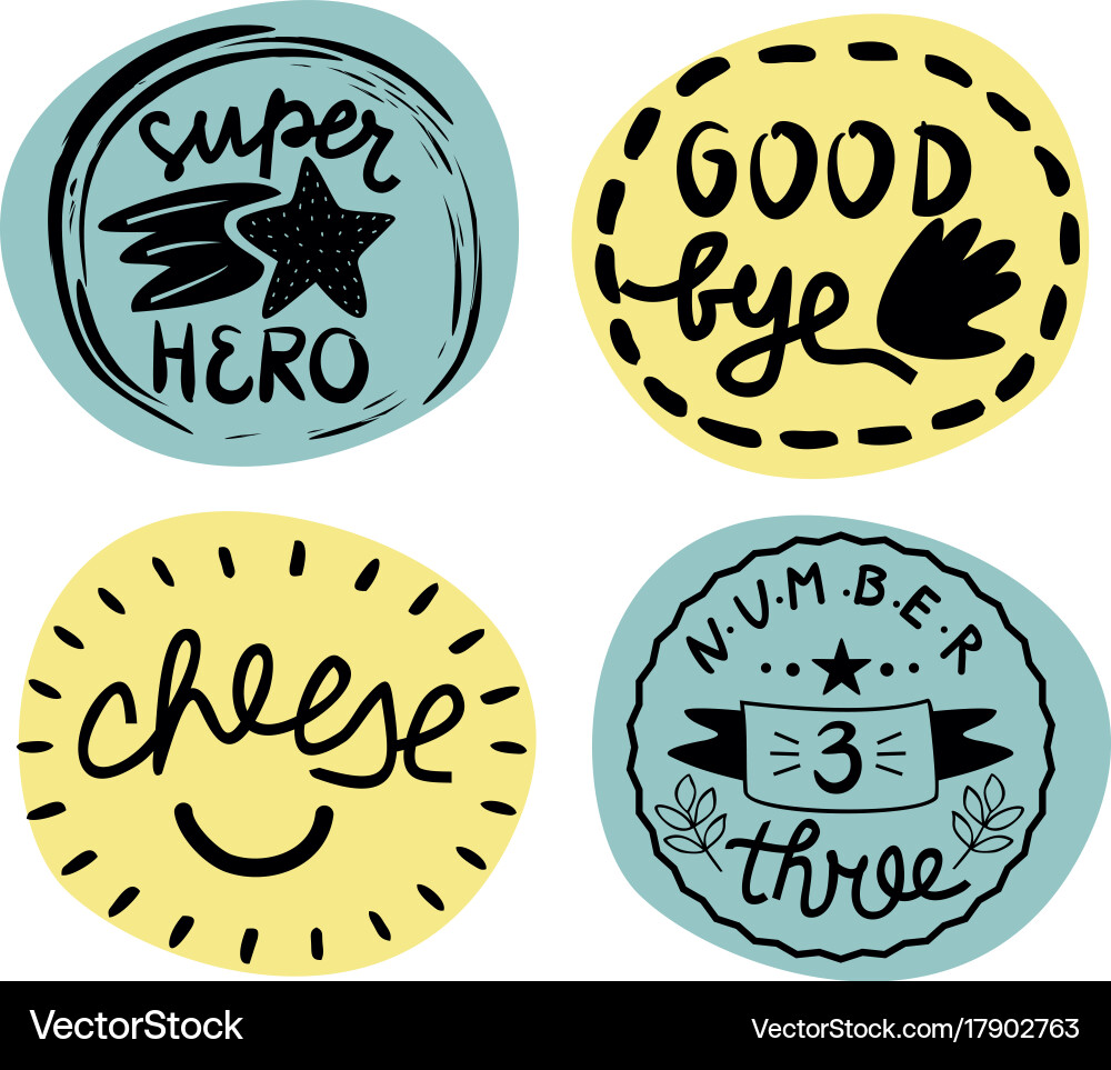 Four children logo with handwriting Royalty Free Vector