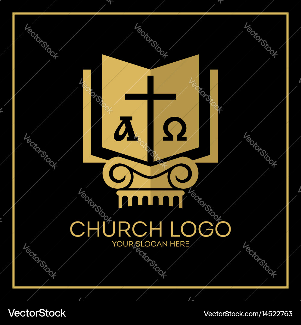 Holy bible cross alpha and omega Royalty Free Vector Image