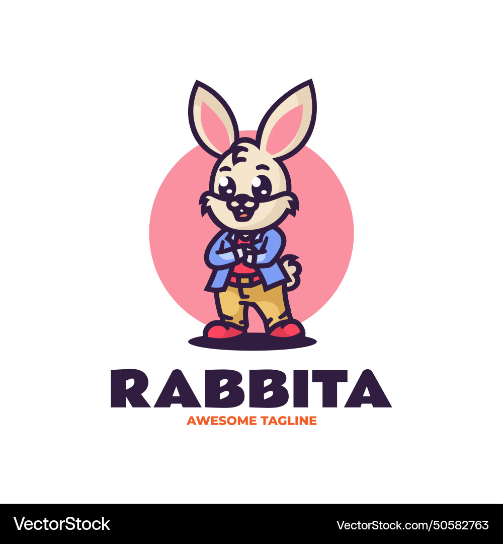 Logo rabbit mascot cartoon style Royalty Free Vector Image