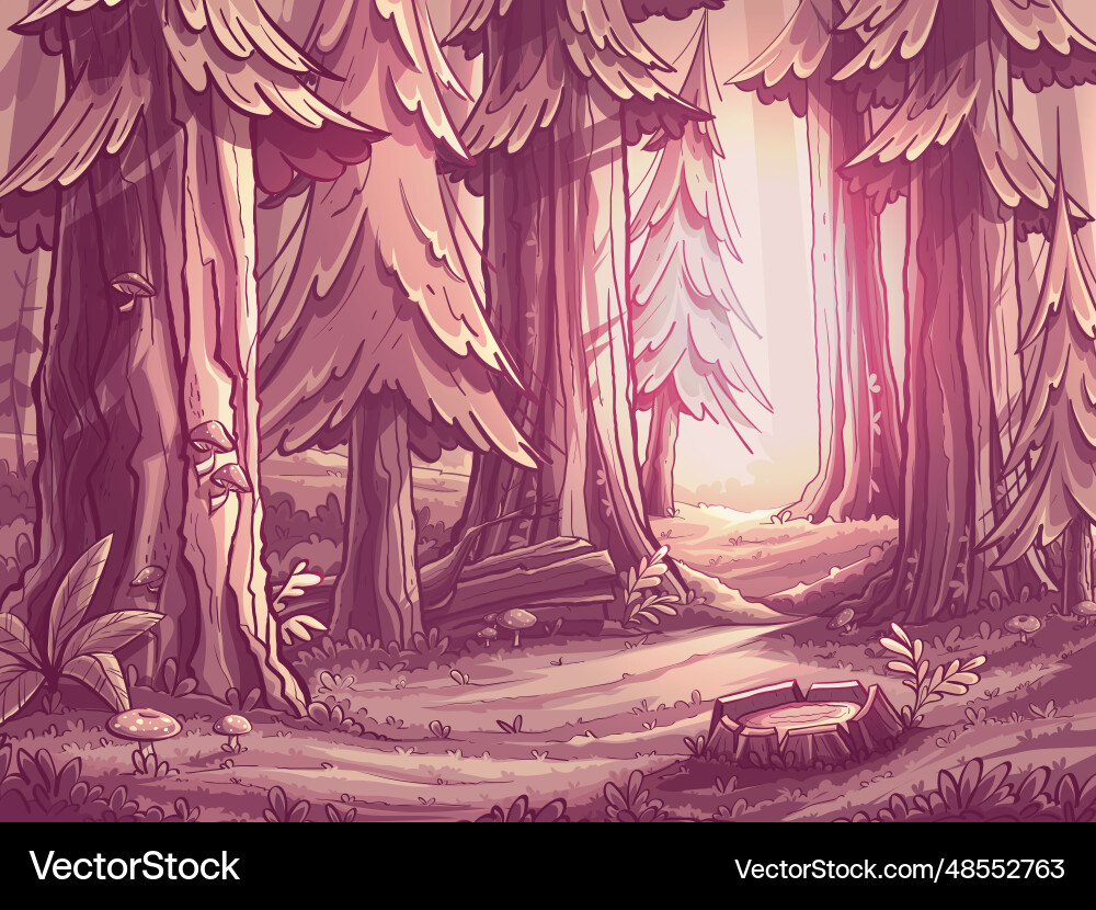 Mysterious forest hand drawing sketch Royalty Free Vector