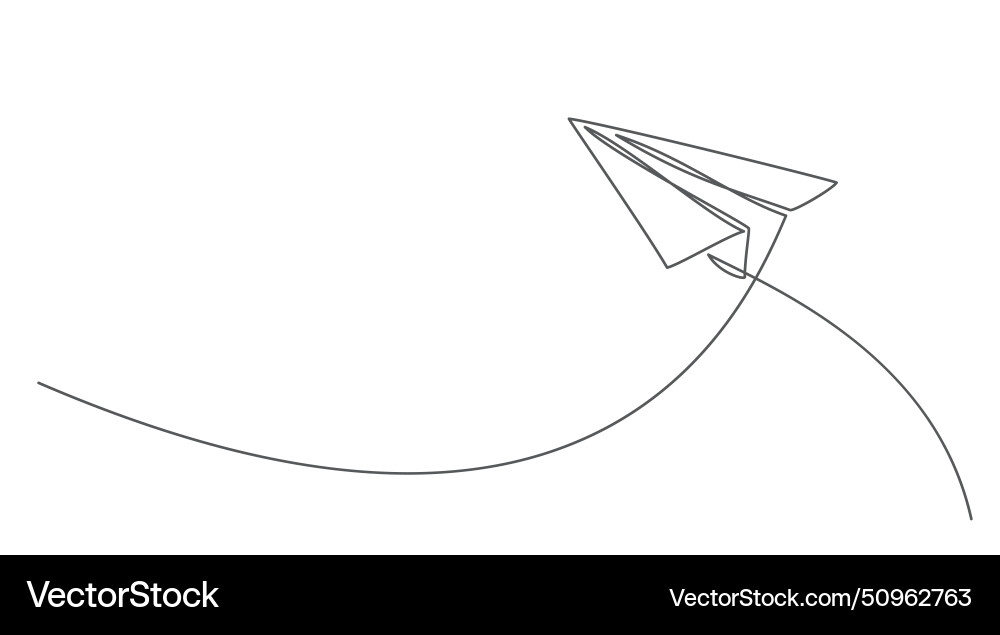 Paper plane one line drawing isolated on white Vector Image