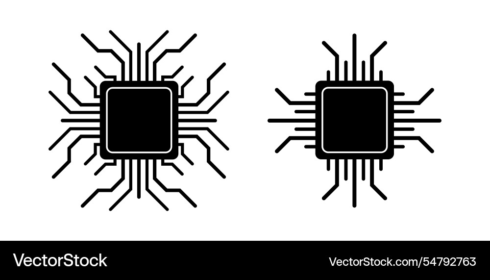 Semiconductors and cpu boards silhouettes Vector Image