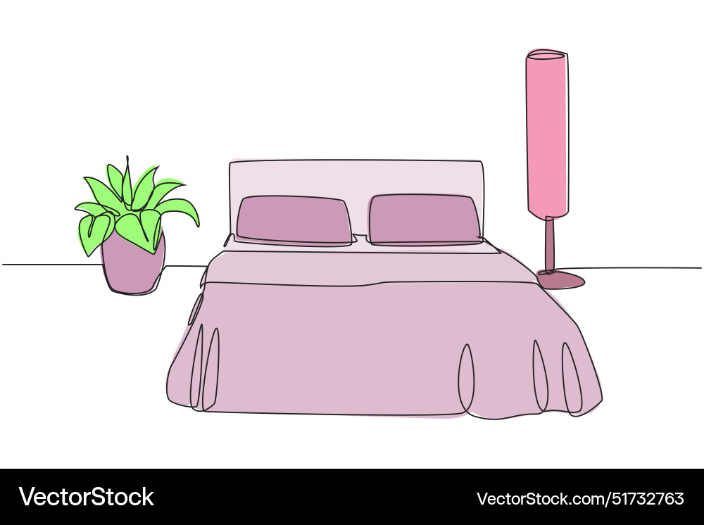 Single one line drawing stylish room with full Vector Image