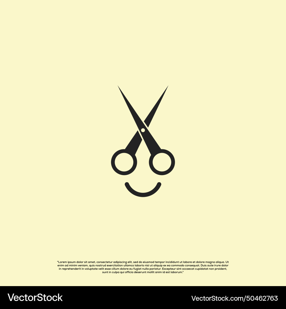 Smile scissor logo design Royalty Free Vector Image