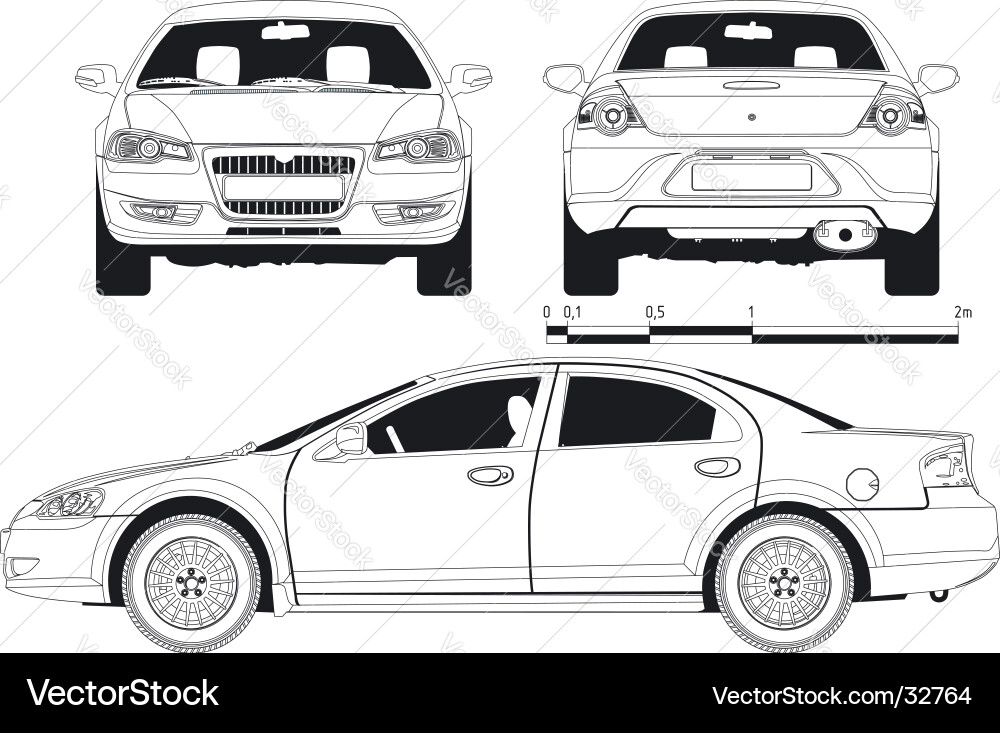 Car technical draft Royalty Free Vector Image - VectorStock