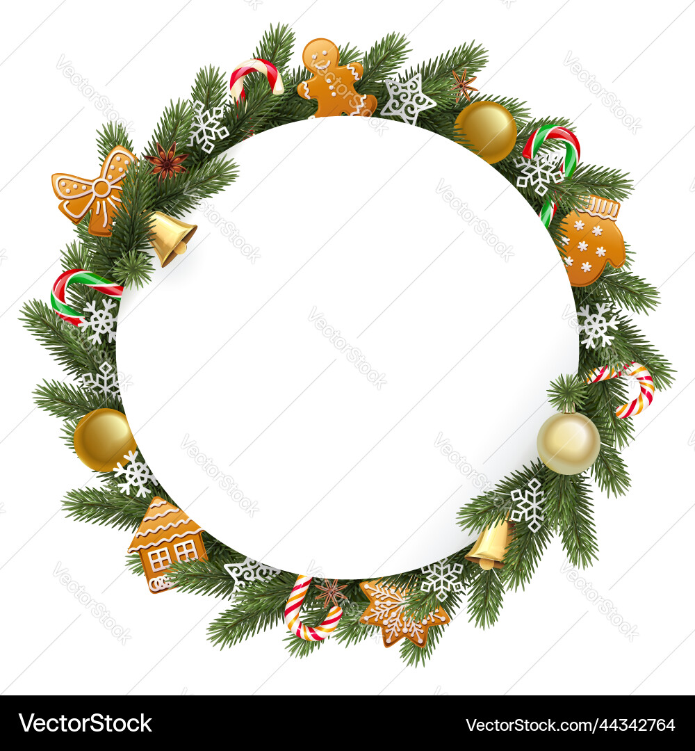 Christmas blank round with gingerbreads Royalty Free Vector