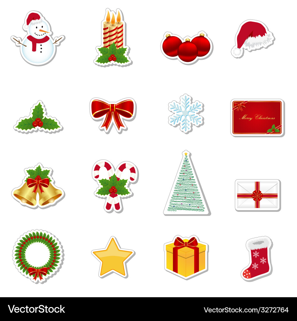 Christmas stickers Royalty Free Vector Image - VectorStock