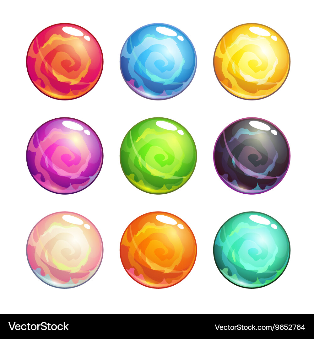 Colorful glassy magic balls set Royalty Free Vector Image
