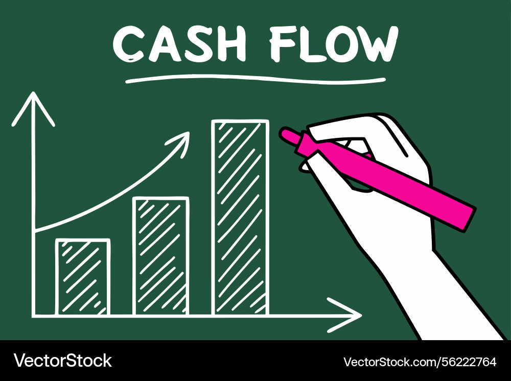 Hand sketching a growing bar graph showing Vector Image