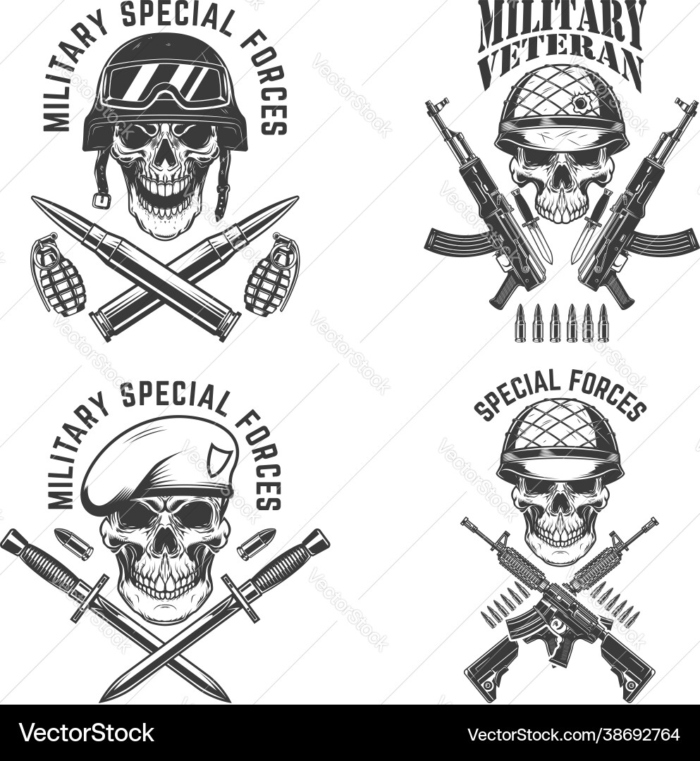 Military Skull Crossed Rifles Royalty Free Vector Image