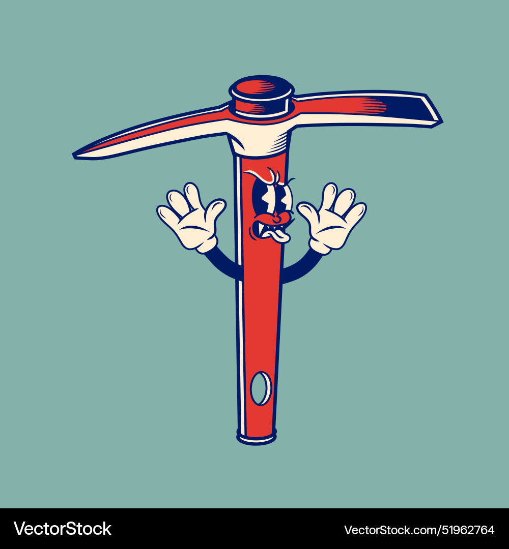 Retro character design of the pickaxe Royalty Free Vector