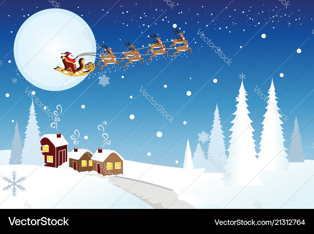 Santa Claus Sleigh Ride Royalty Free Vector Image