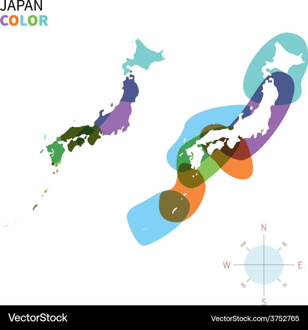 Abstract color map of japan Royalty Free Vector Image