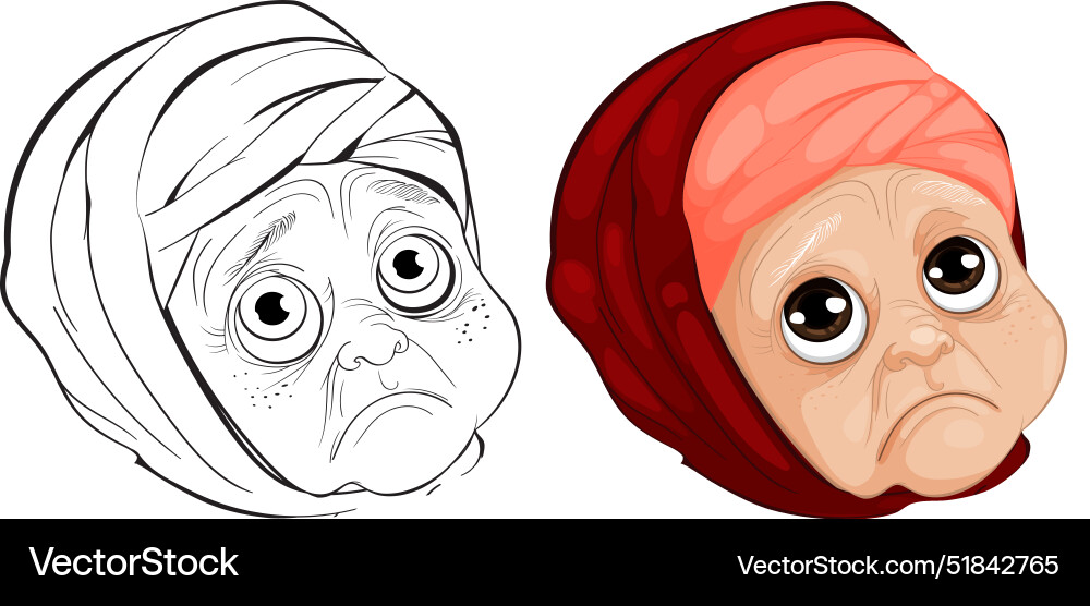 An elderly woman with a sad face Royalty Free Vector Image