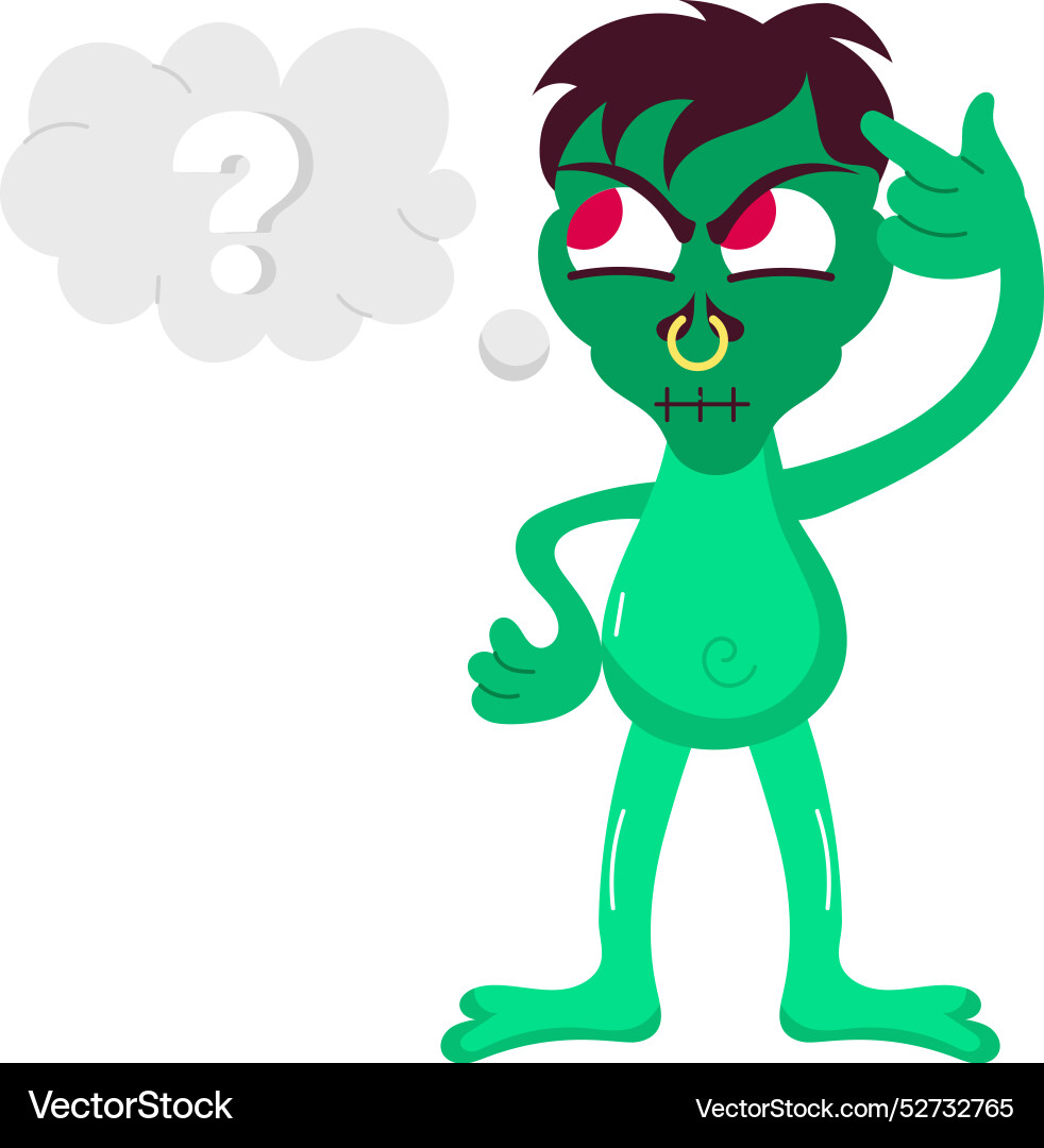 Basic rgba comic style sticker of happy alien dab Vector Image