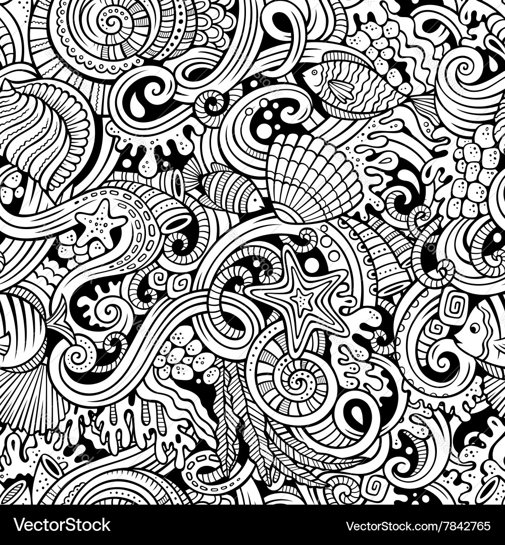 Cartoon doodles under water life seamless pattern Vector Image