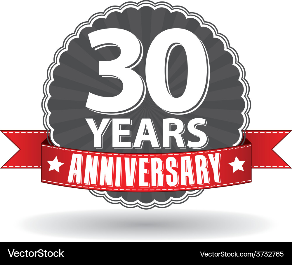 Celebrating 30 years anniversary retro label Vector Image