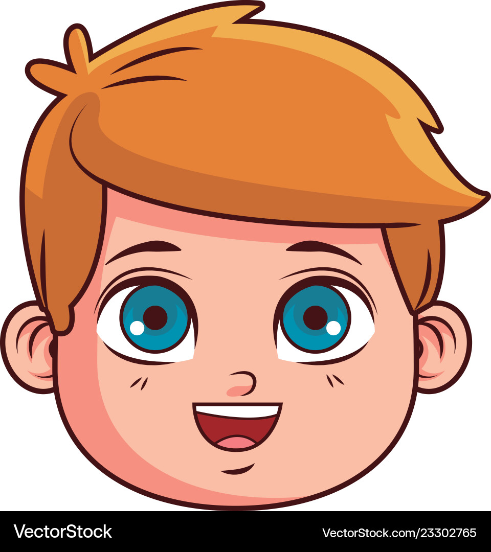 Cute boy face cartoon Royalty Free Vector Image