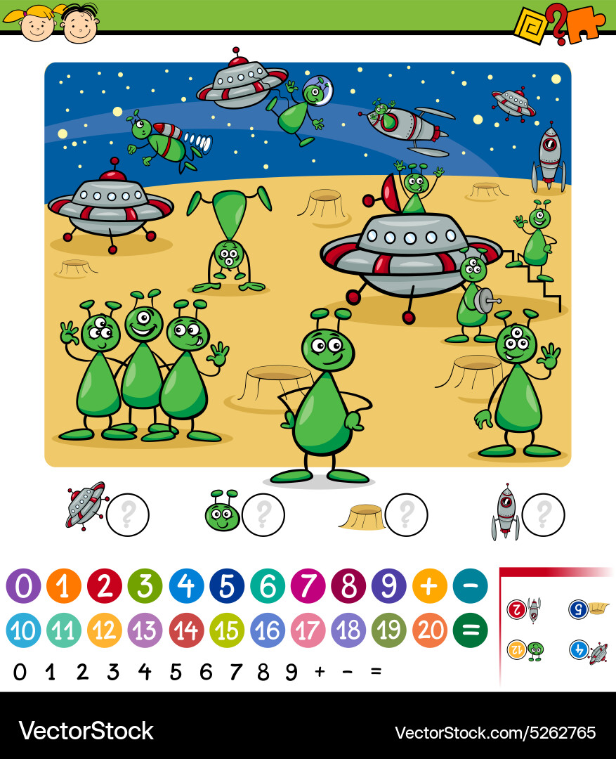Numbers game cartoon Royalty Free Vector Image