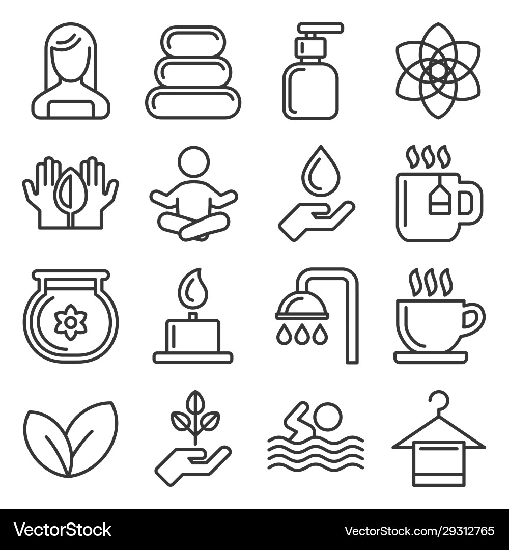 Spa icons set on white background line style Vector Image