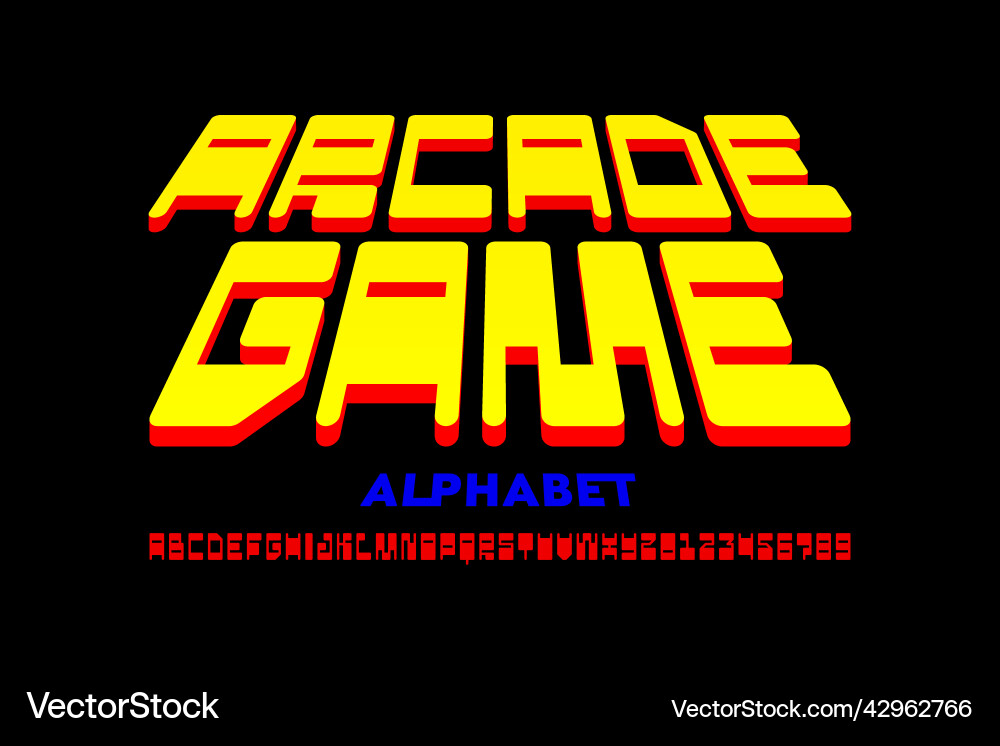 Arcade game retro style font Royalty Free Vector Image