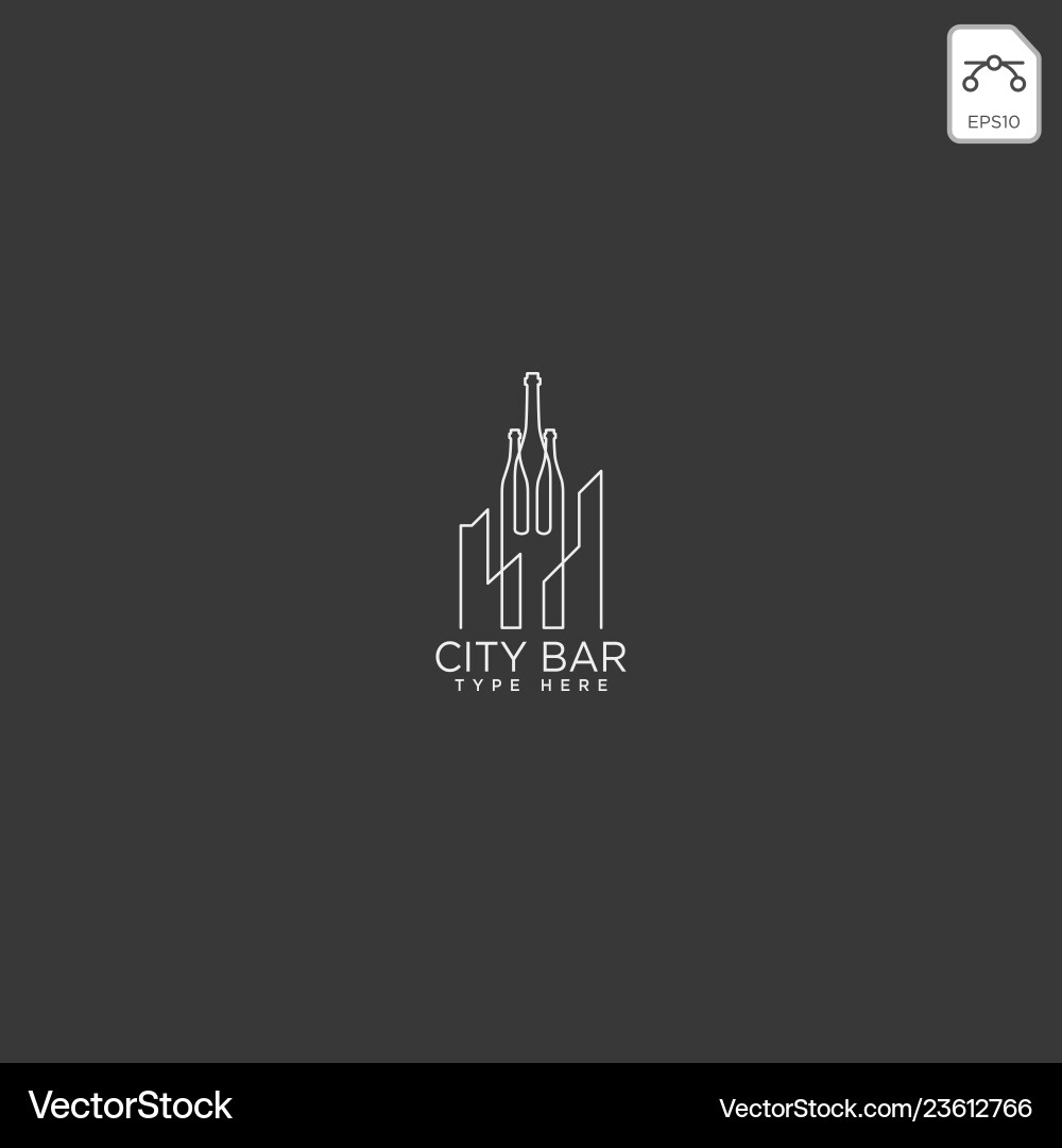 City Bar Logo Template - Drinks & Nightlife Vector Image