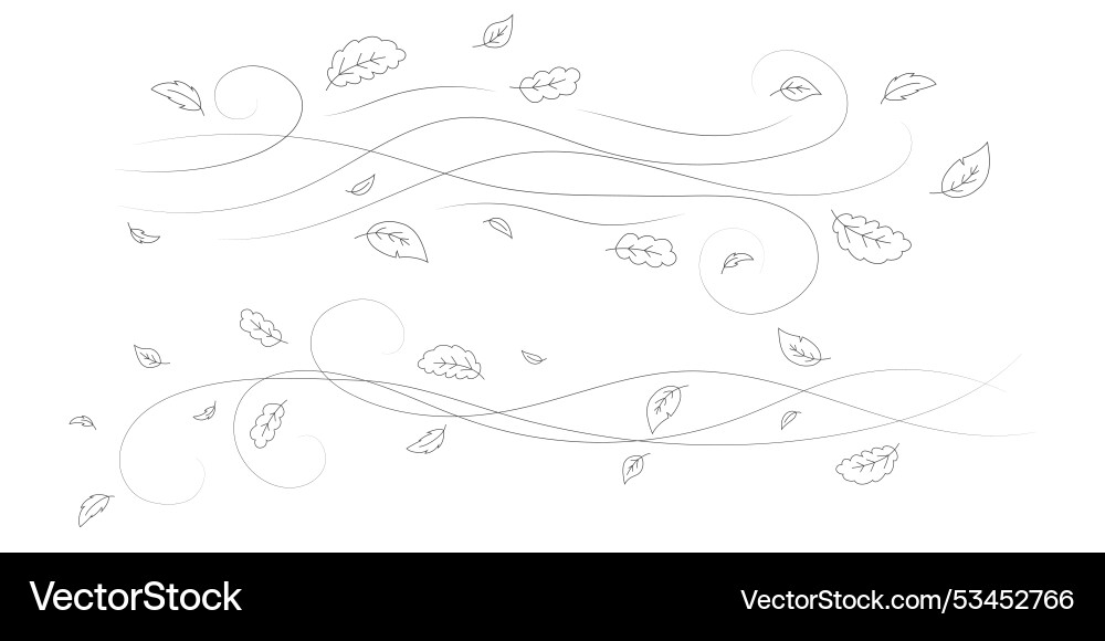 Doodle autumn leaves flying in the wind falling Vector Image
