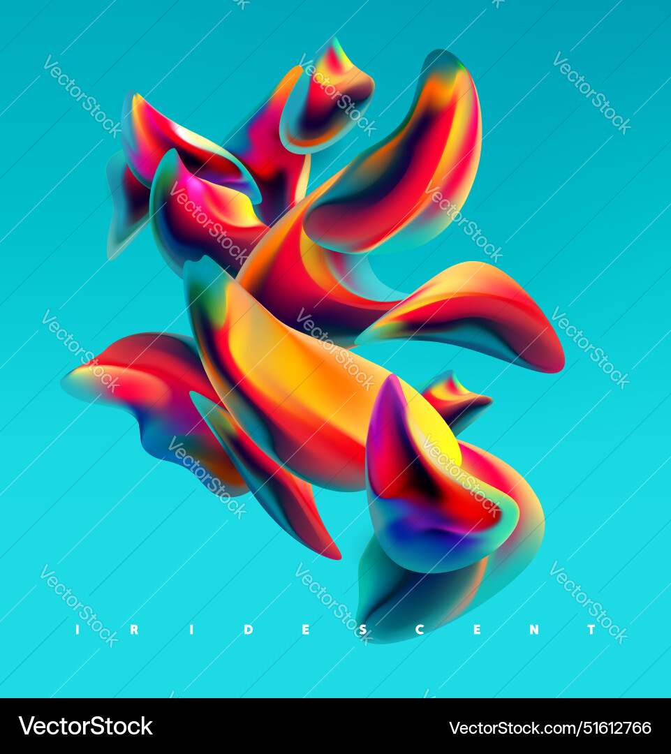 Fluid 3d shape iridescent colorful bubbles Vector Image
