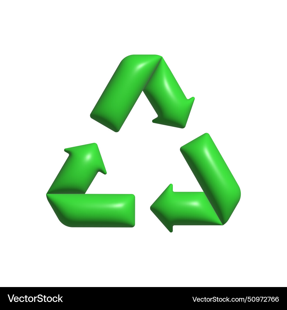 Green arrows recycle 3d icon recycling Royalty Free Vector