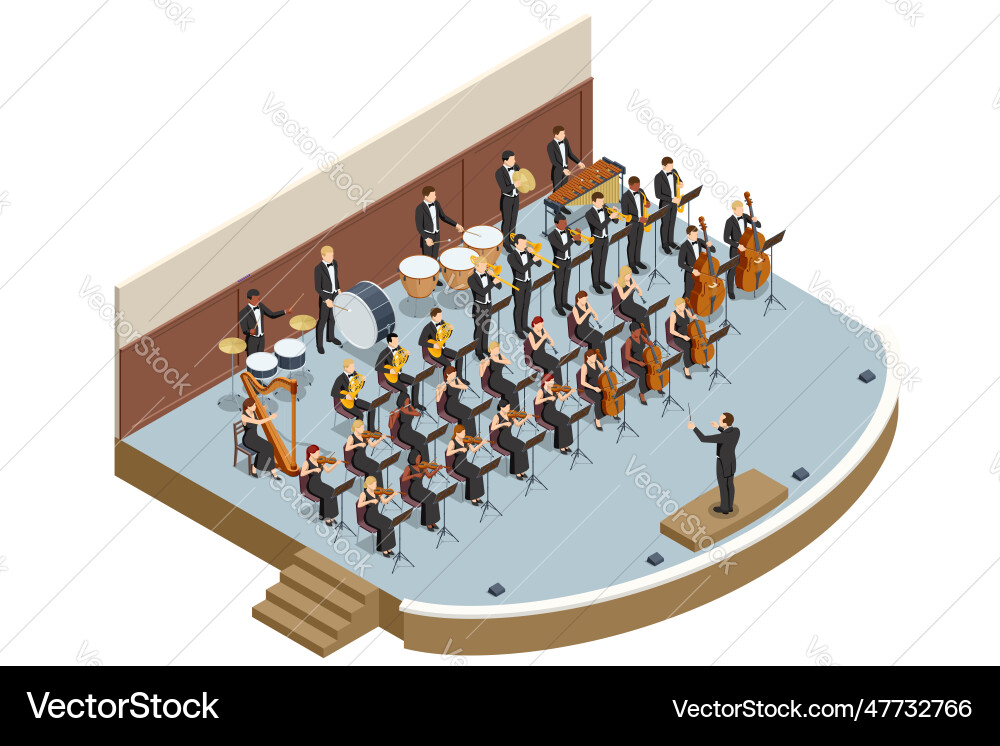 Isometric symphony orchestra symphonic string Vector Image