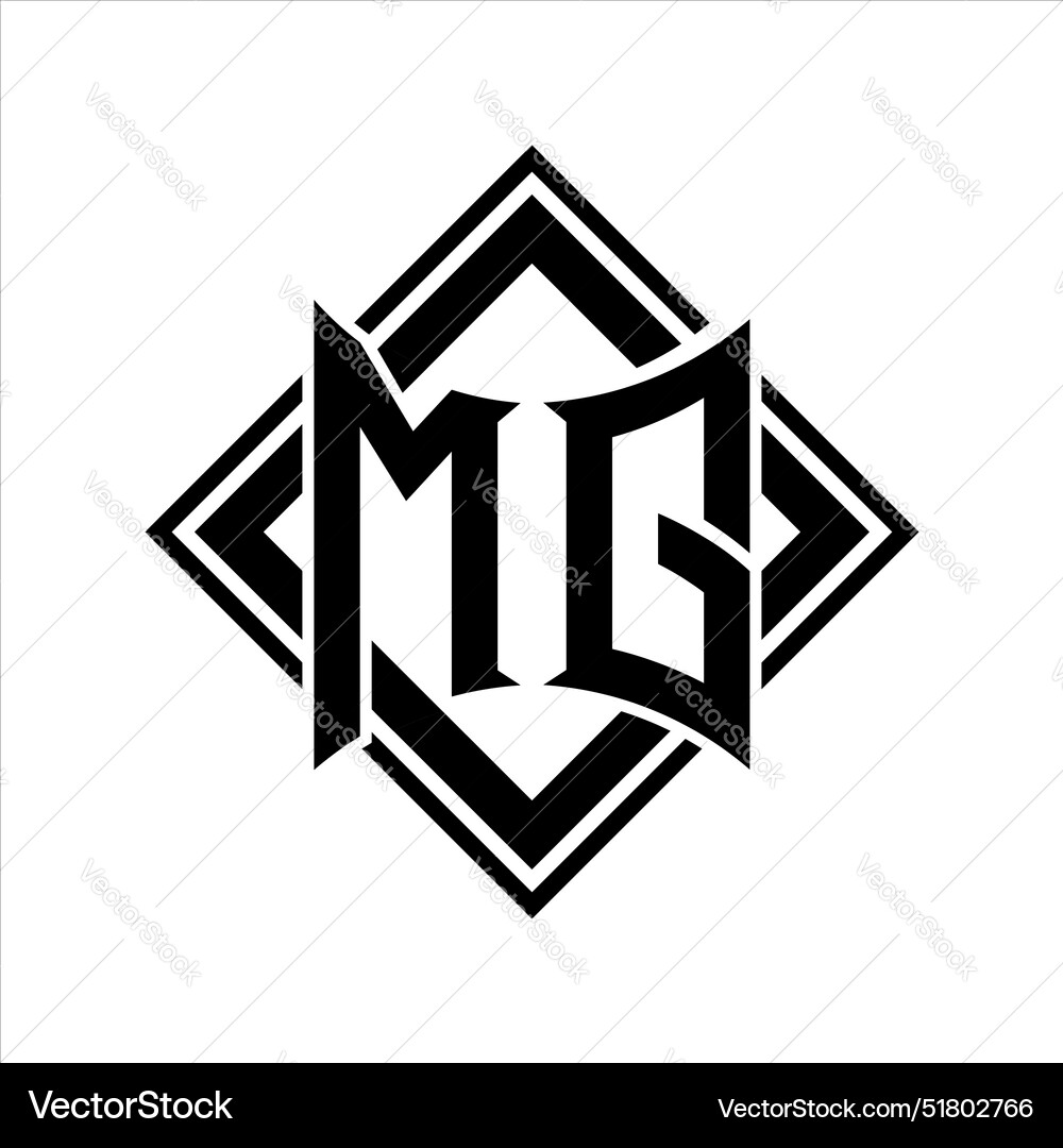 Mg letter logo with abstract shield shape Vector Image