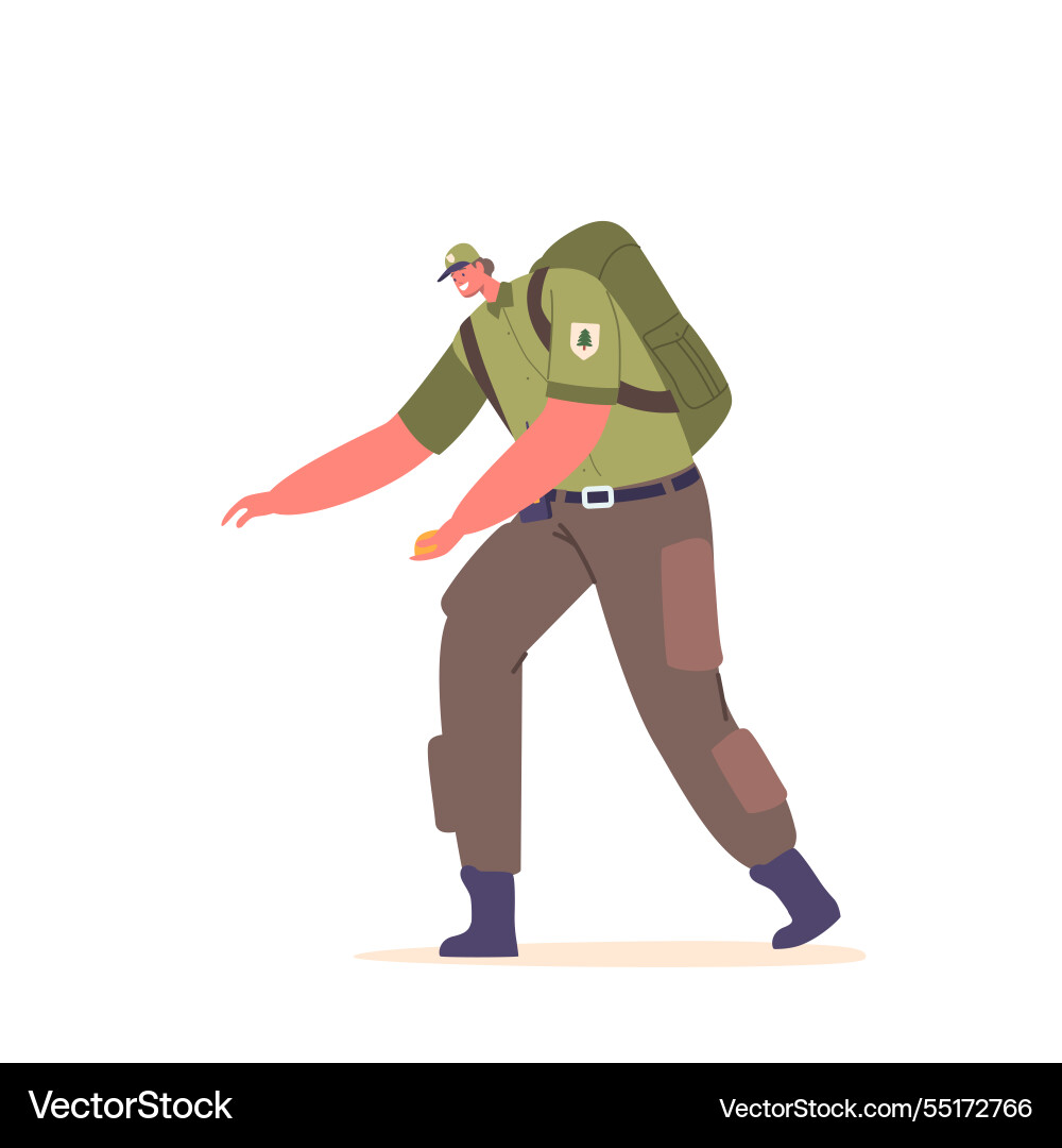 Ranger forester character manages and preserves Vector Image