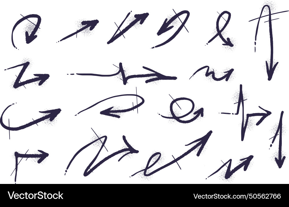 Spray arrows graffiti arrow painted curved line Vector Image