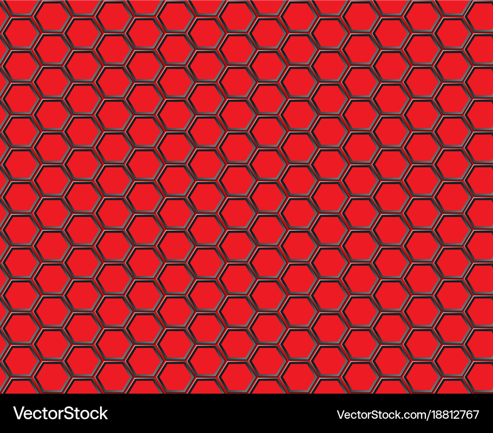 Black hexagon mesh on red background design Vector Image