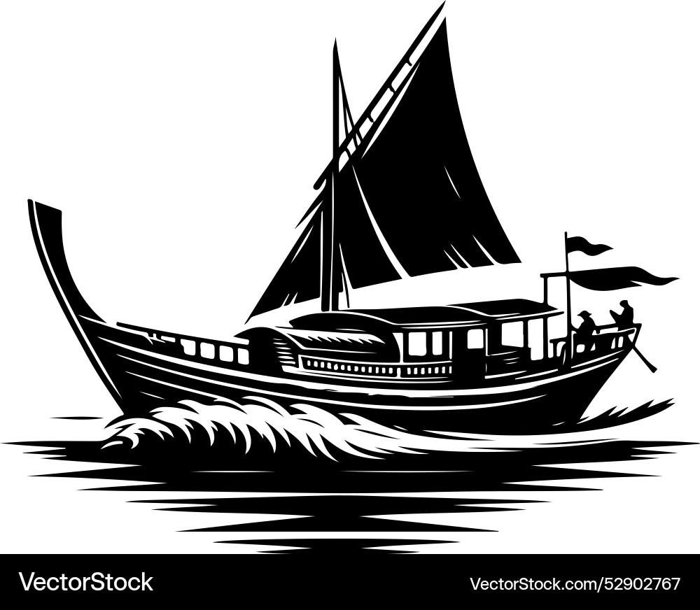 Boat silhouette art for marine Royalty Free Vector Image