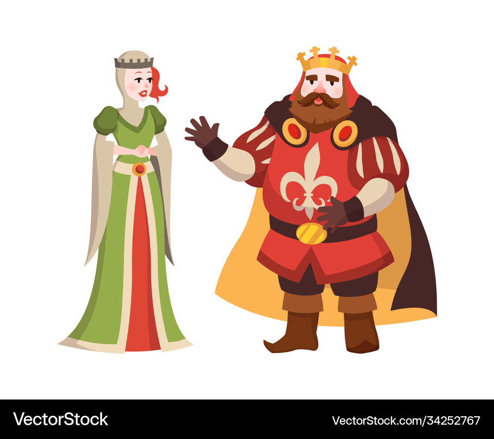 Cartoon King and Queen - Fairy Tale Royalty Vector Image