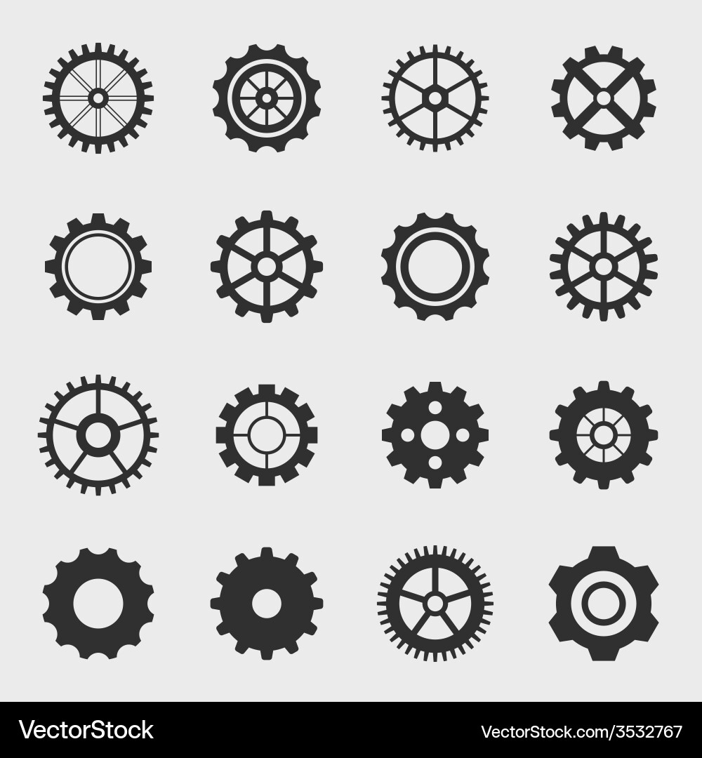 Different types of gears Royalty Free Vector Image