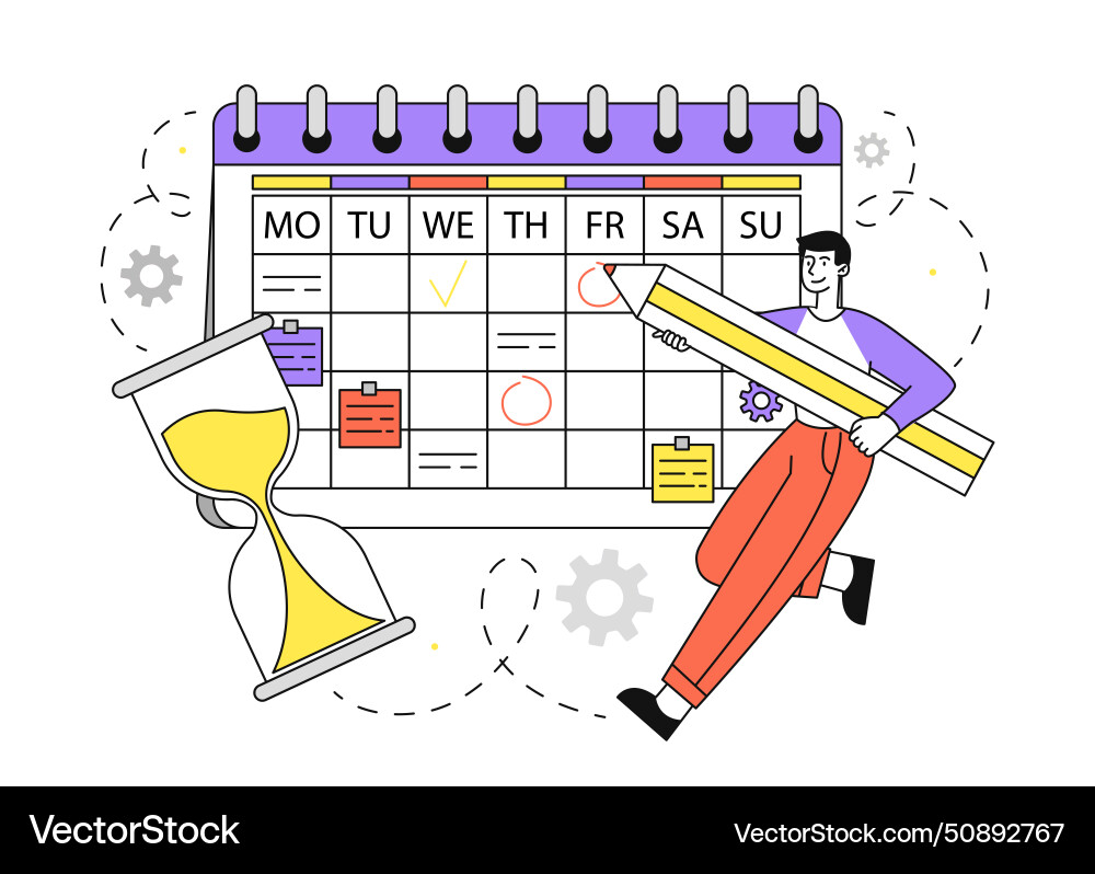 Man with planning doodle Royalty Free Vector Image