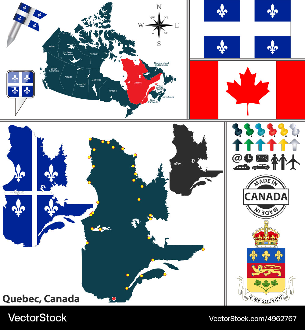 Map of quebec Royalty Free Vector Image - VectorStock