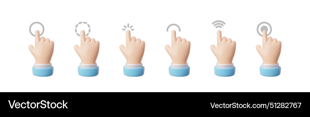 Set of 3d hand gesture icons for touch Royalty Free Vector