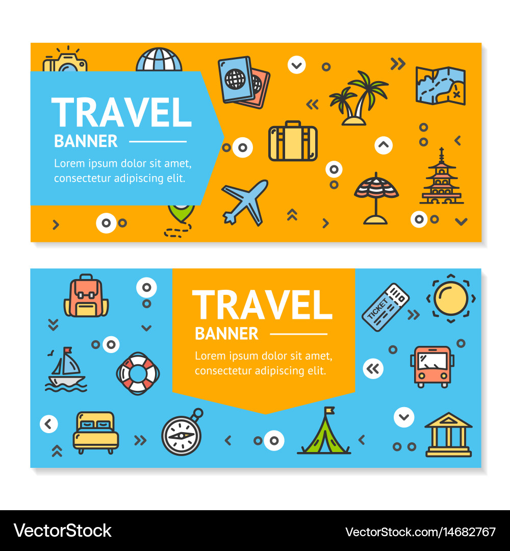 Travel flyer banner placard set Royalty Free Vector Image