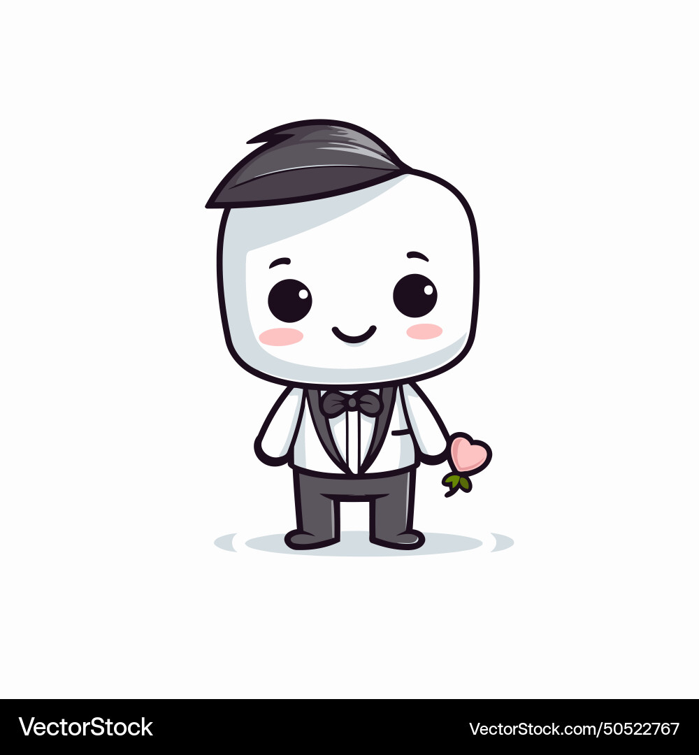 Wedding groom cartoon character on white Vector Image