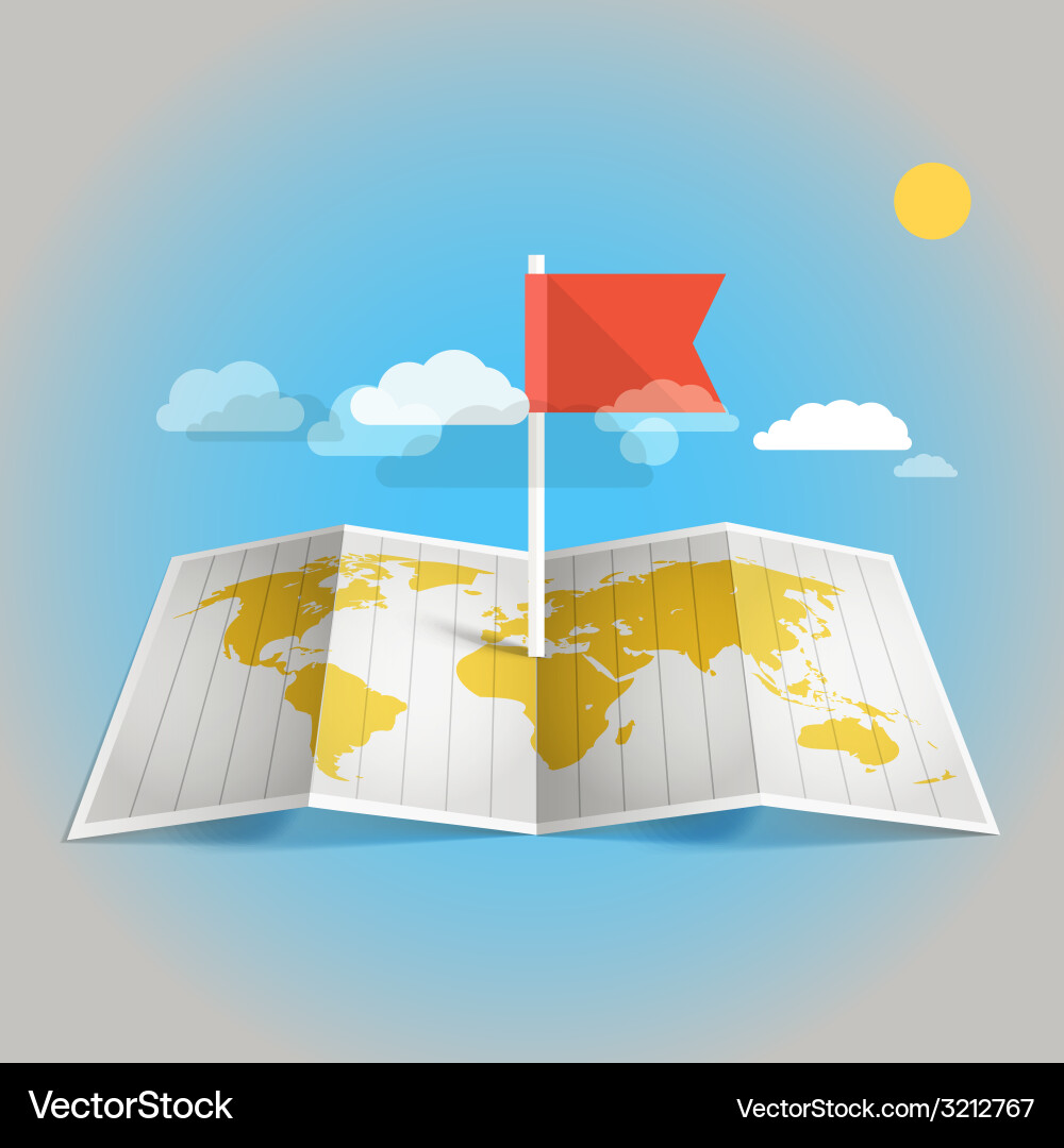 World map with red flag Royalty Free Vector Image