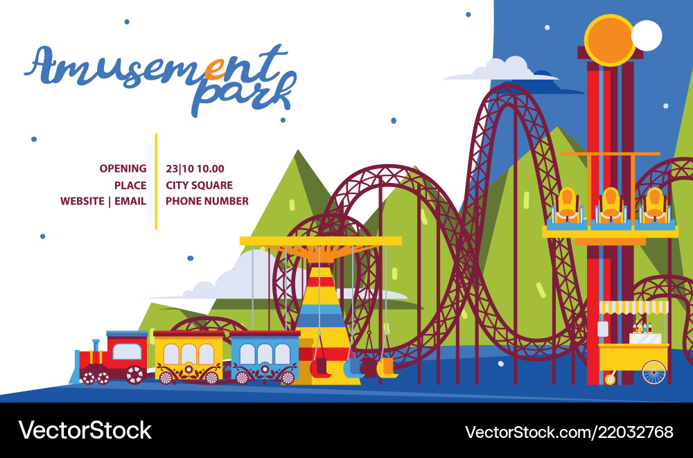 Amusement Park Poster - Carousel & Attractions