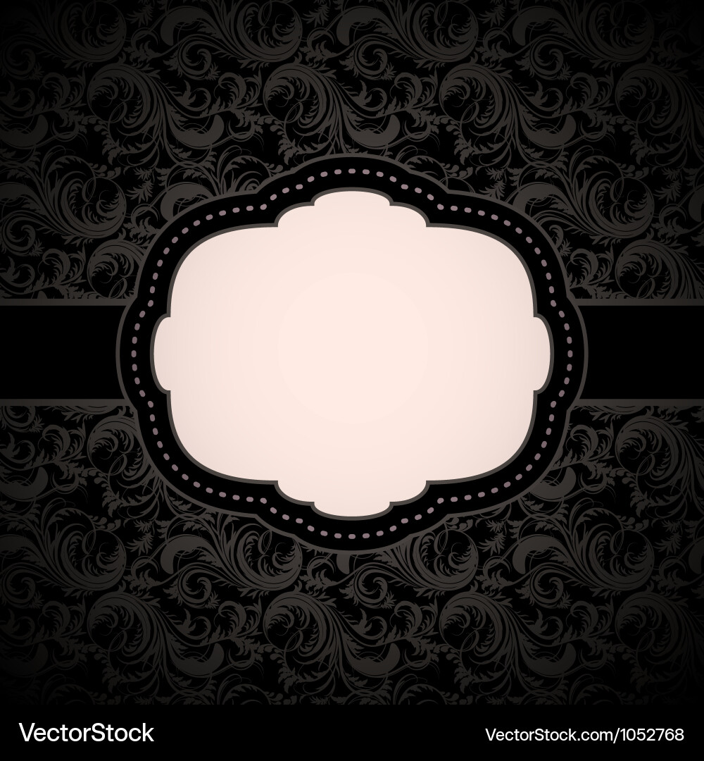 Black seamless floral pattern with vintage frame Vector Image