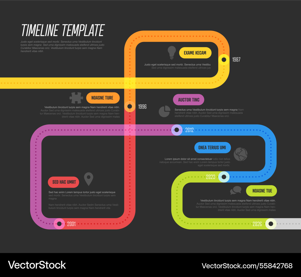 Colorful dark timeline thick line design template Vector Image