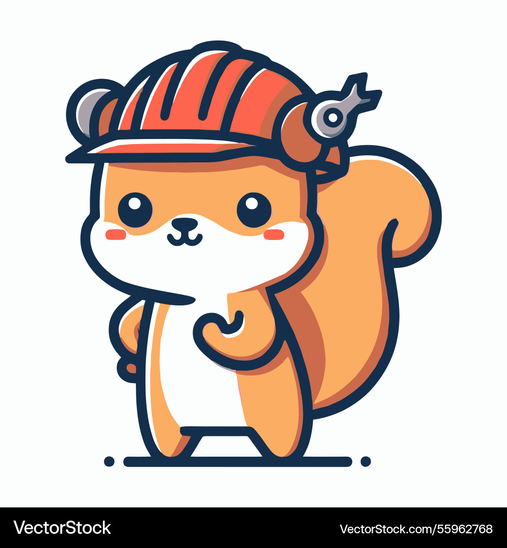 Engineer squirrel construction worker mascot logo Vector Image